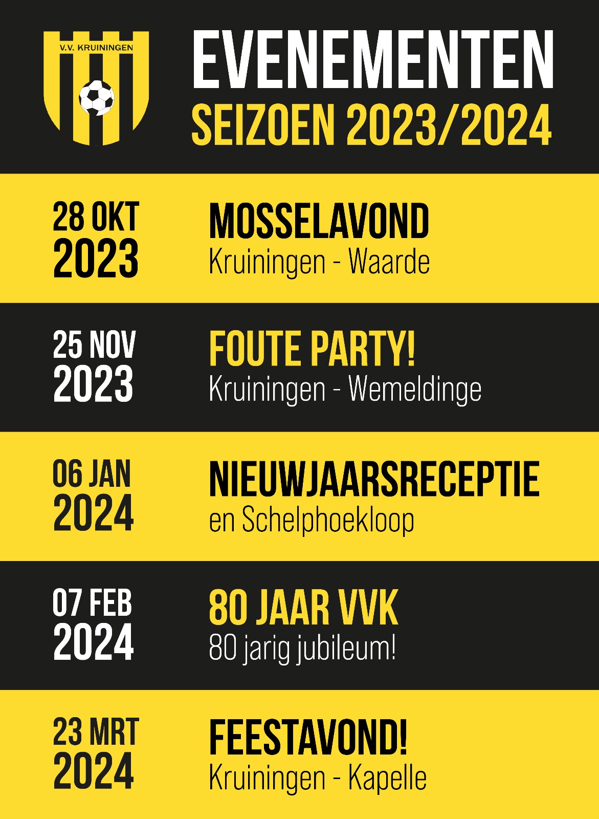 Evenementenkalender 2023-2024 | v.v. Kruiningen